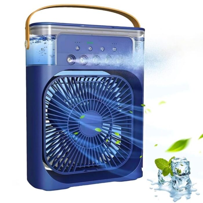 Mini Air Cooler Fan with LED Light, 3 Speed Modes & Timer, Portable ...